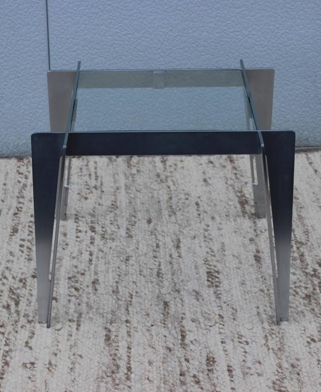 1970s Brushed Steel Interlocking Side Table For Sale at 1stDibs