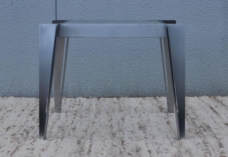 1970s Brushed Steel Interlocking Side Table For Sale at 1stDibs