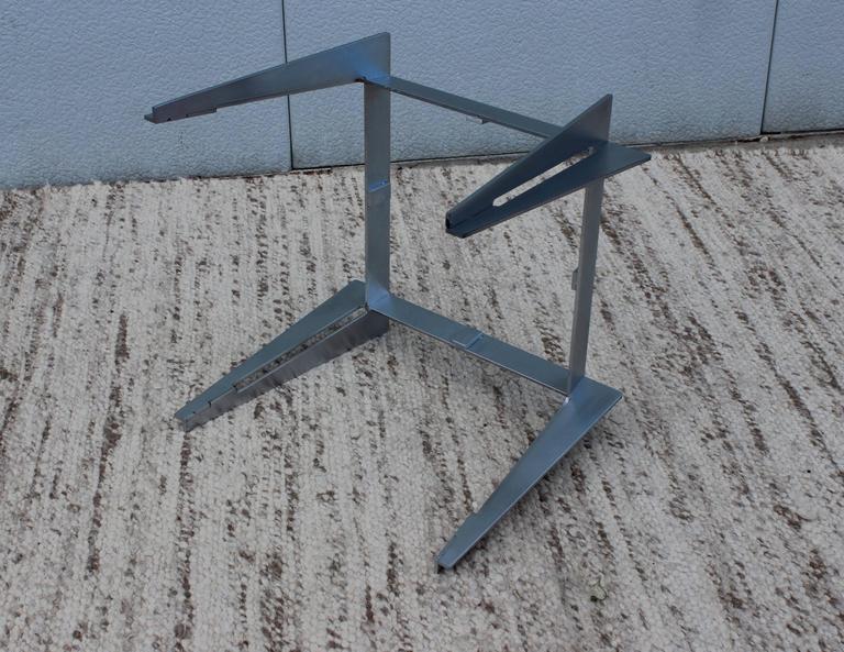 1970s Brushed Steel Interlocking Side Table For Sale at 1stDibs