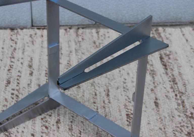 1970s Brushed Steel Interlocking Side Table For Sale at 1stDibs