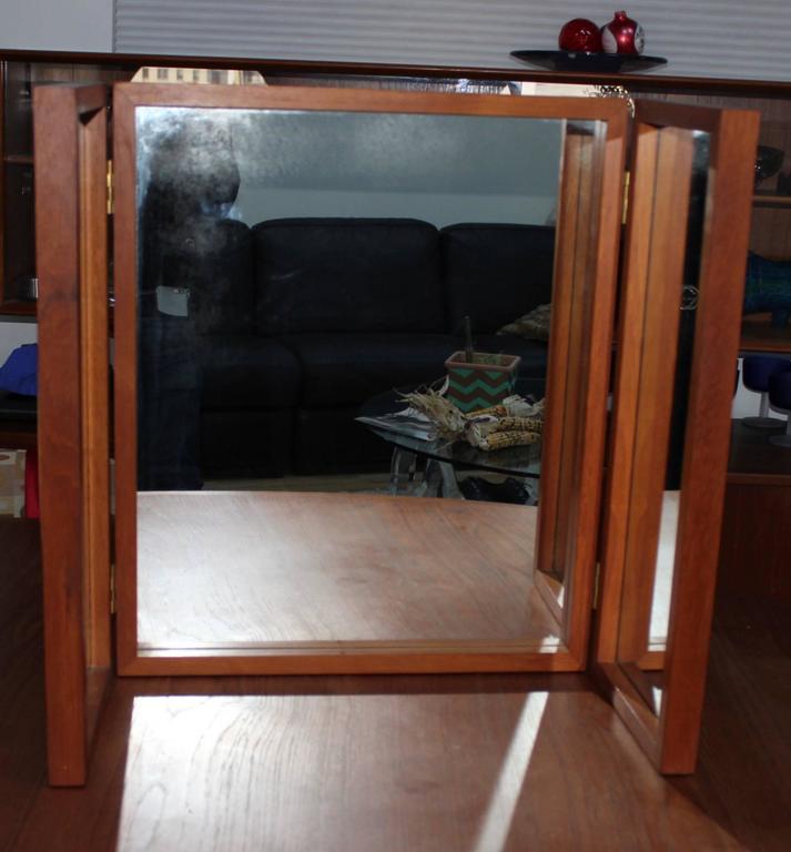 Danish Teak Folding Vanity or Wall Mirror For Sale at 1stDibs | folding ...