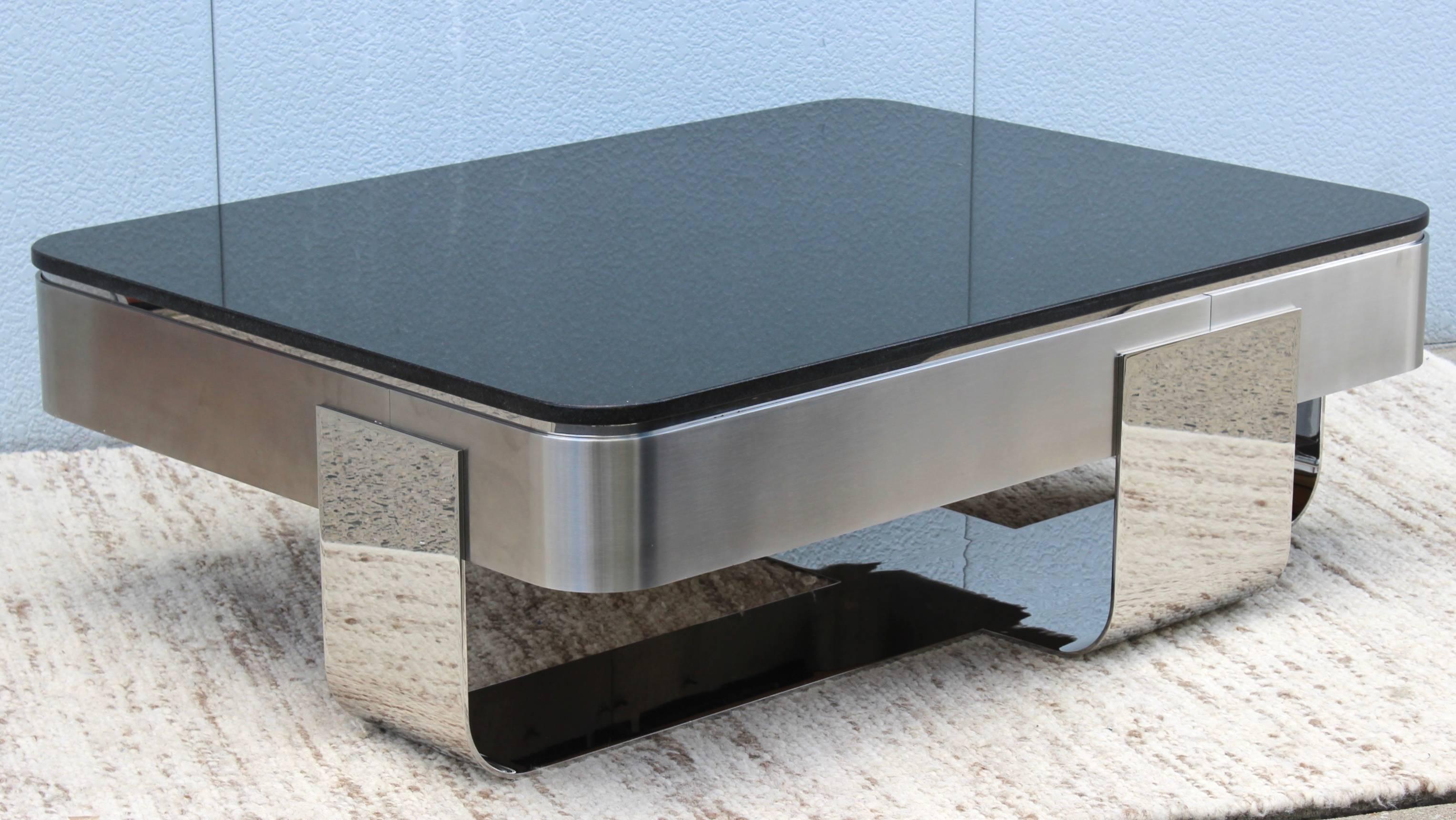 Brueton Polished Steel with Granite Top Coffee Table at 1stDibs ...
