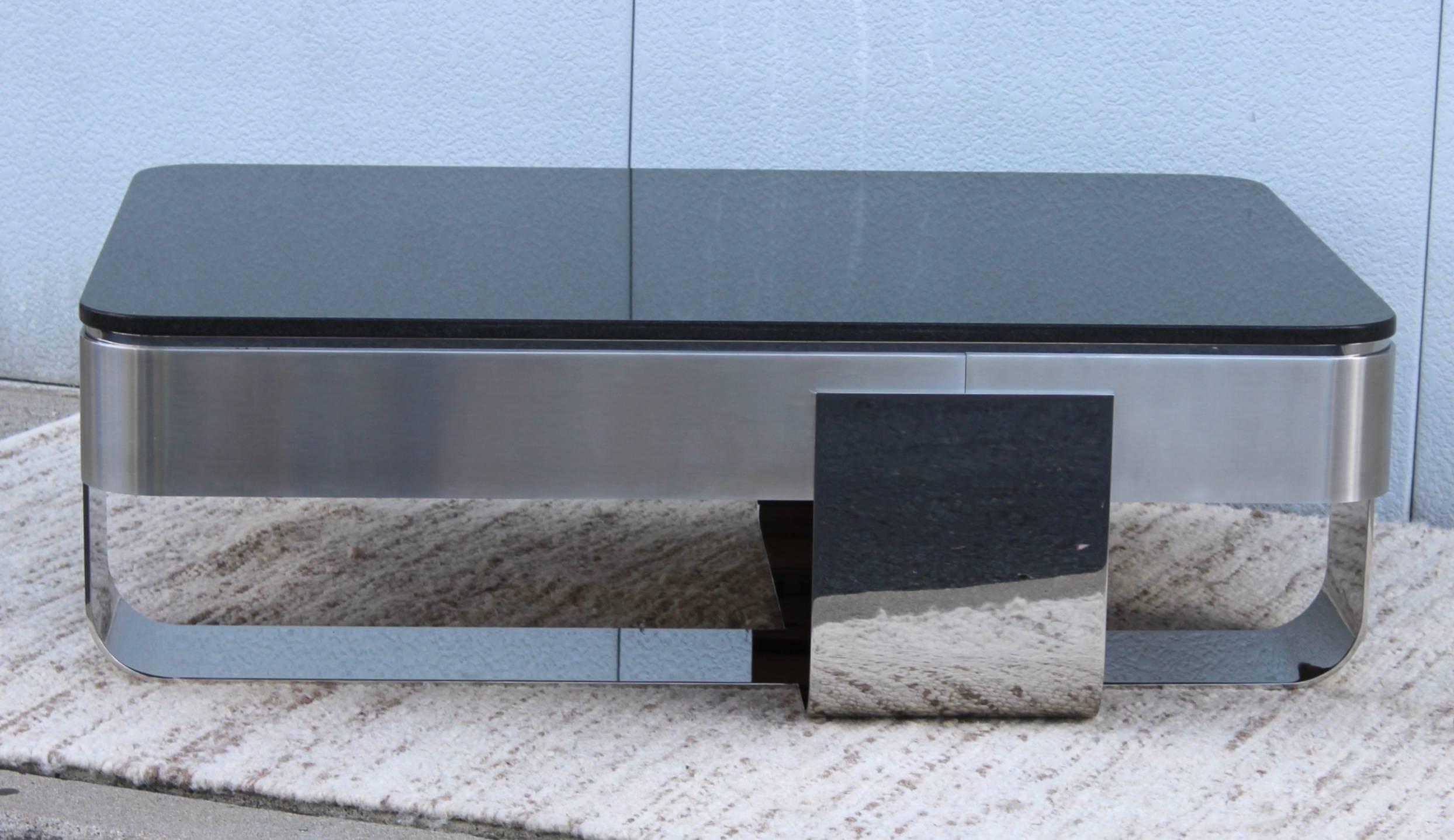 Brueton Polished Steel with Granite Top Coffee Table at 1stDibs ...