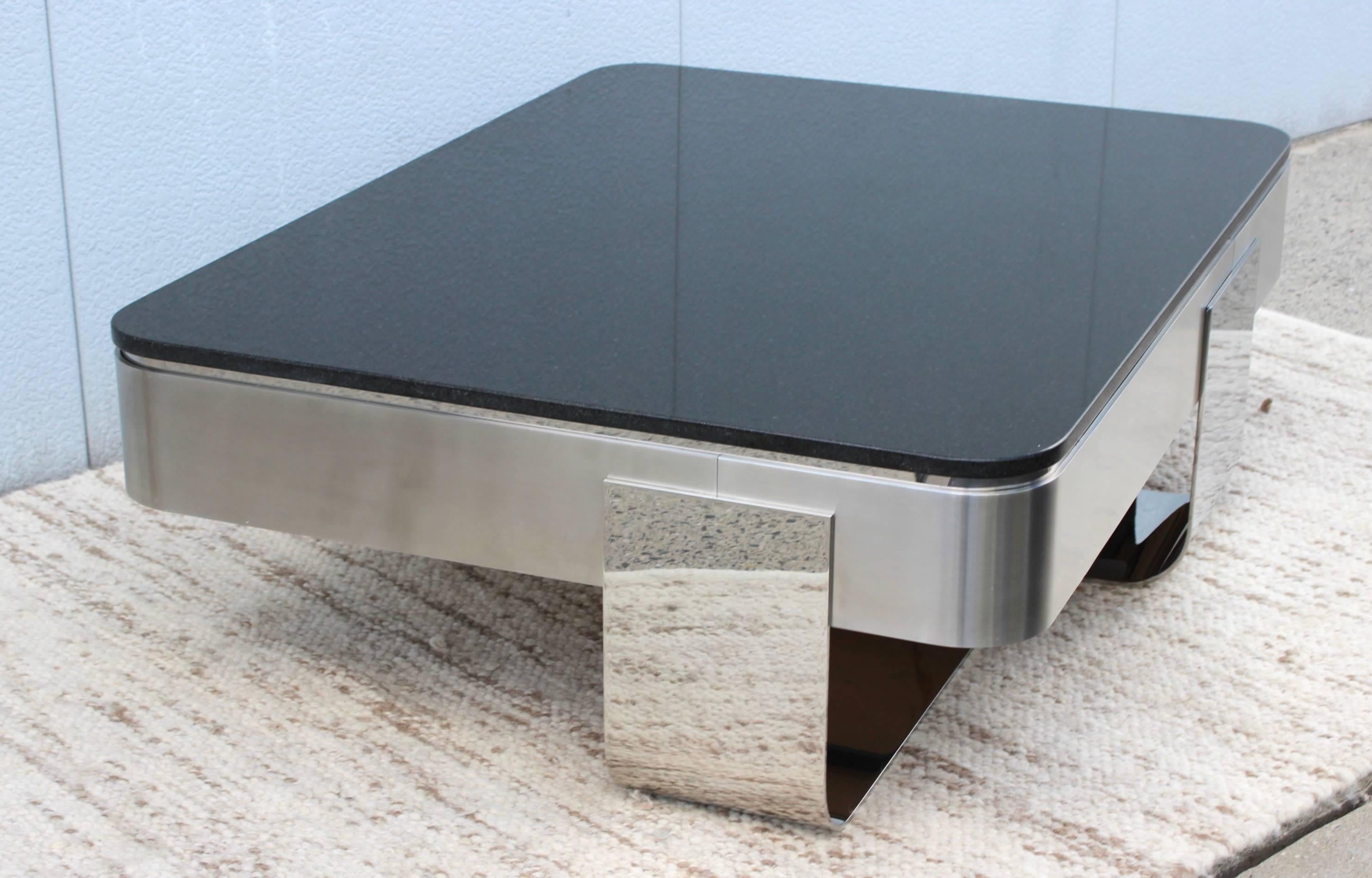 Brueton Polished Steel with Granite Top Coffee Table at 1stDibs ...