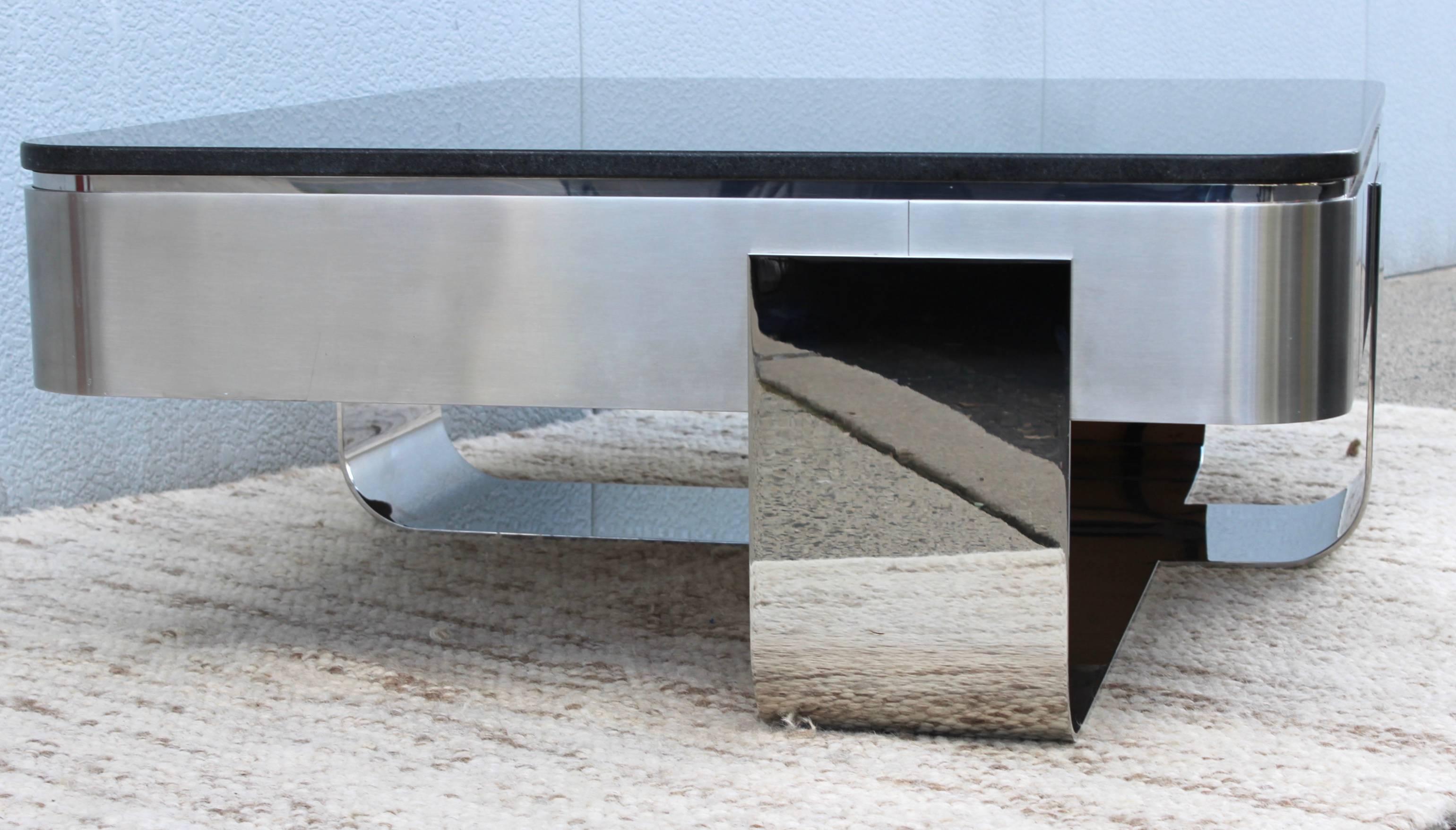 Brueton Polished Steel with Granite Top Coffee Table at 1stDibs ...