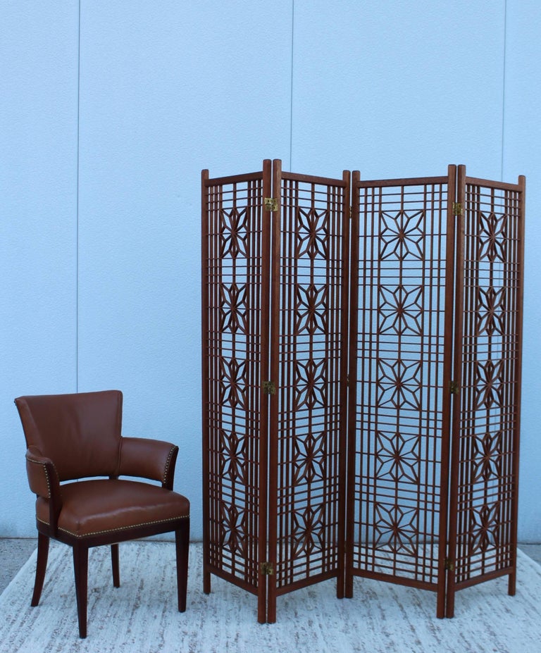 Mid-Century Modernteak Folding Screen at 1stDibs
