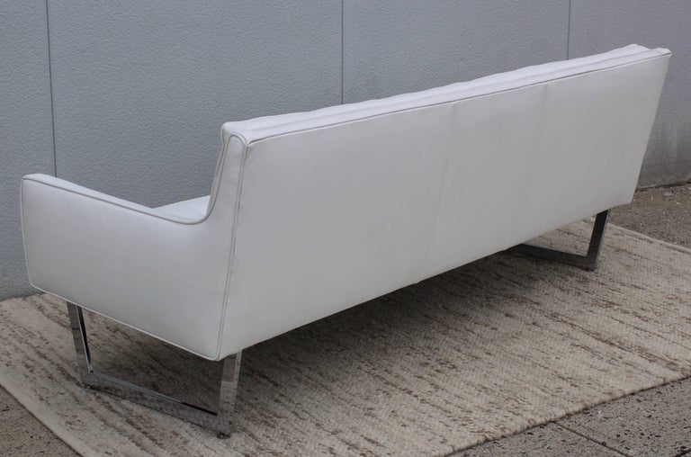 Patrician Furniture Leather And Chrome Sofa For Sale at 1stDibs