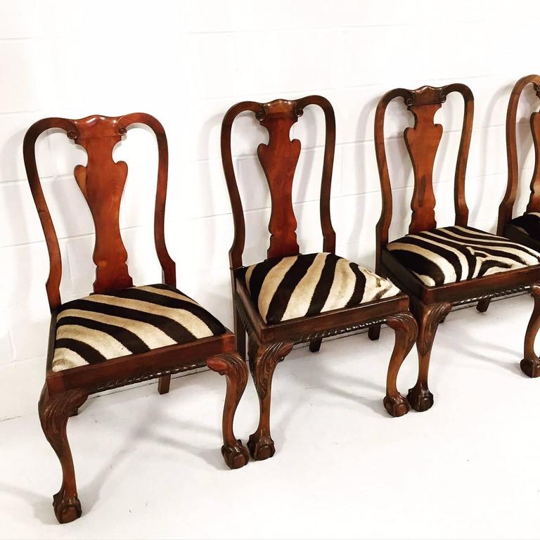 Queen Anne Style Dining Chairs, Set of Four at 1stDibs