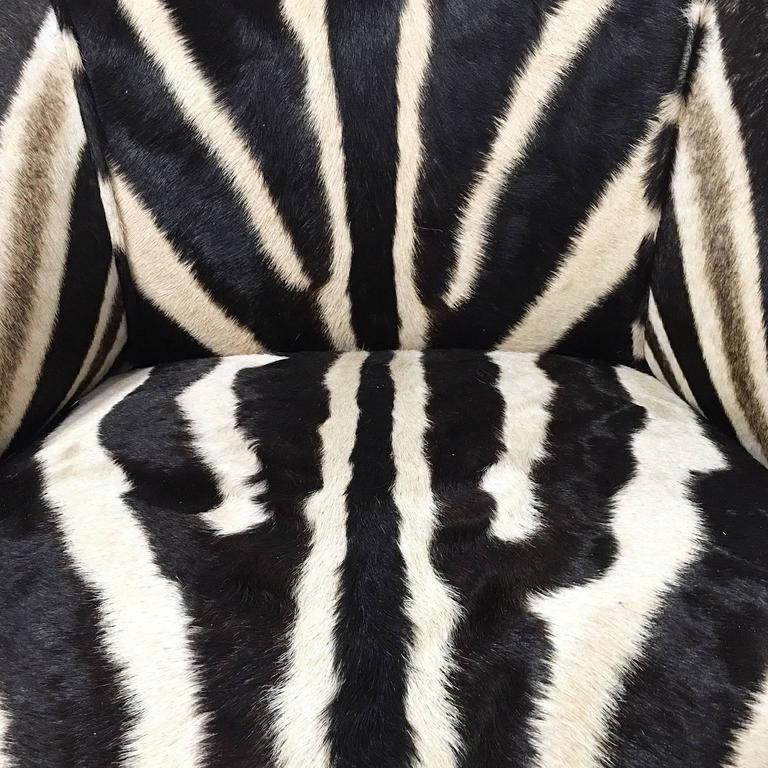 Small Vintage Carved Chair in Zebra Hide at 1stDibs