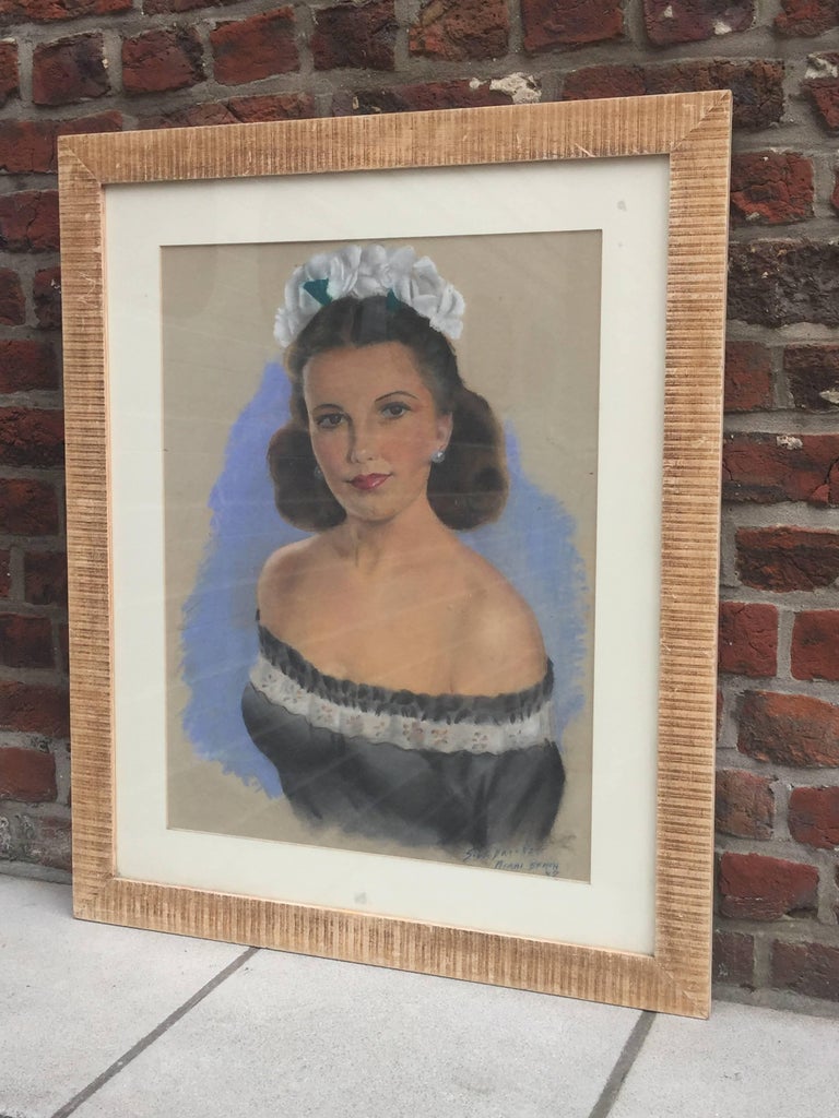 S. W. Brooks, Pastel Portrait, Miami Beach, 1947 For Sale at 1stDibs