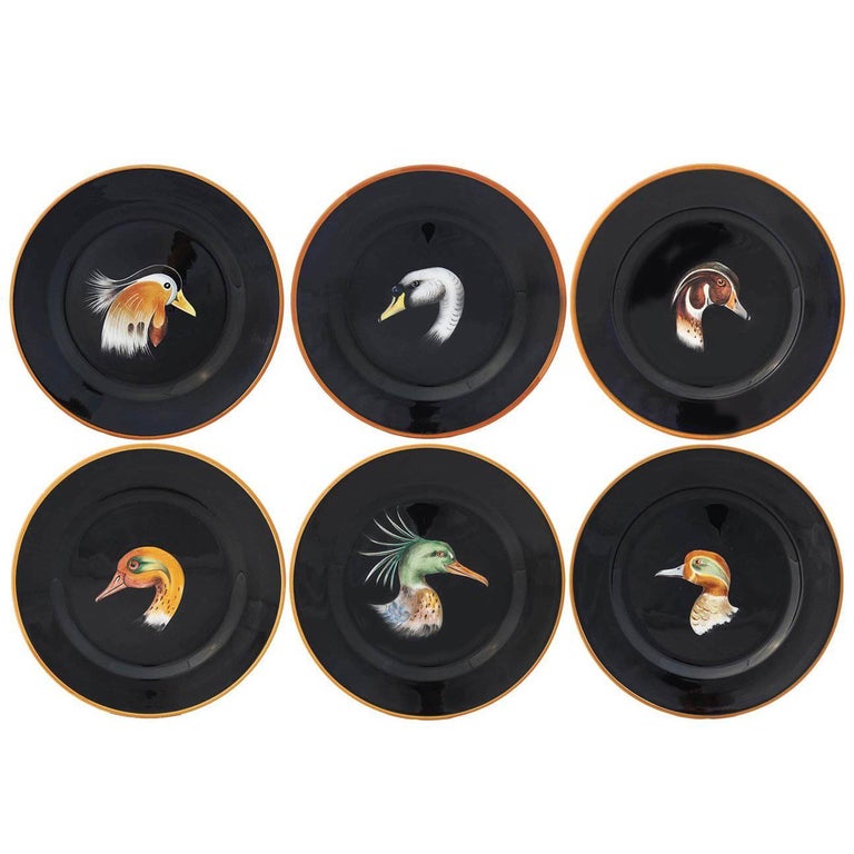 Set of Six Wild Ducks Ceramic Dinner Plates For Sale at 1stDibs