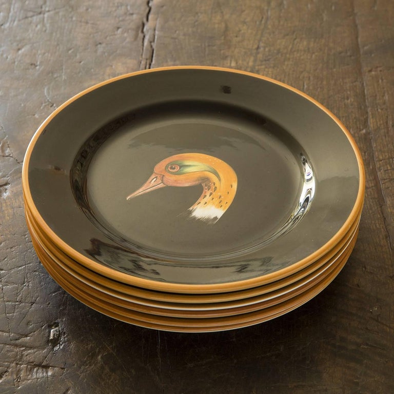 Set of Six Wild Ducks Ceramic Dinner Plates For Sale at 1stDibs