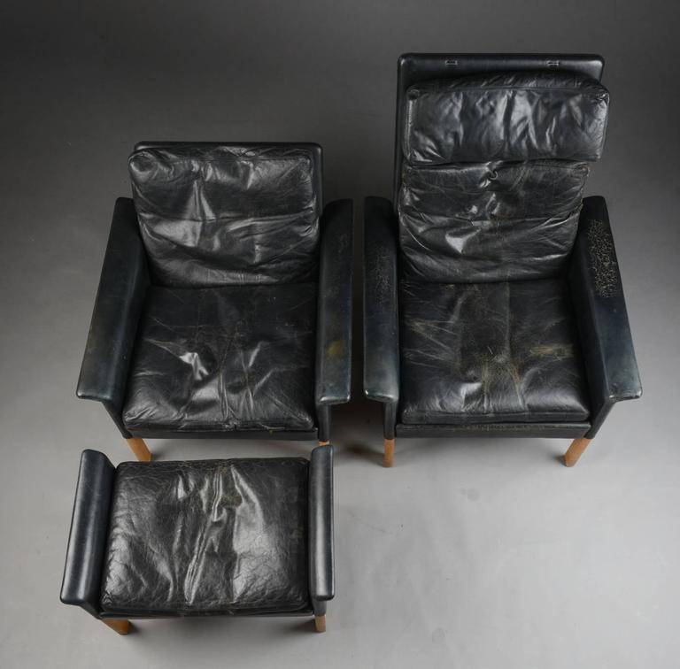 Hans Olsen Scandinavian Mid-Century Lounge Chairs and Ottoman For Sale ...