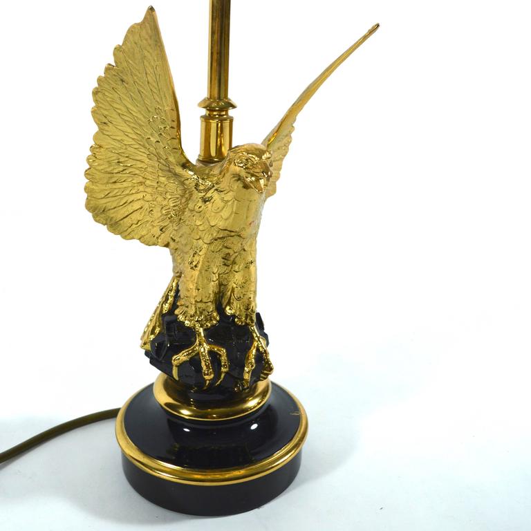 Maison Charles Gilded American Eagle Table Lamp, 1970s at 1stDibs