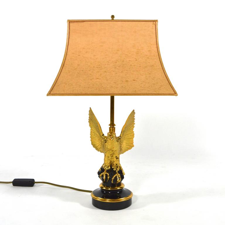 Maison Charles Gilded American Eagle Table Lamp, 1970s For Sale at 1stdibs