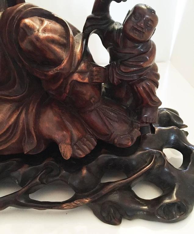 Chinese Scholar's Studio Wood Carving of Li-Tieguai on Carved Stand For ...