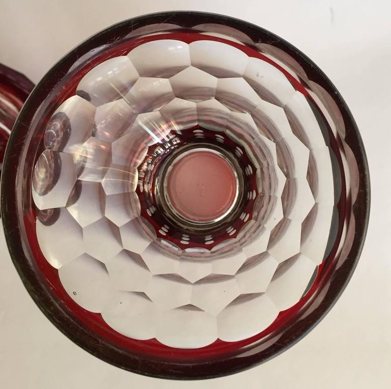 German Czech Bohemian Ruby-Stained and Clear Glass Vase and Cover For ...