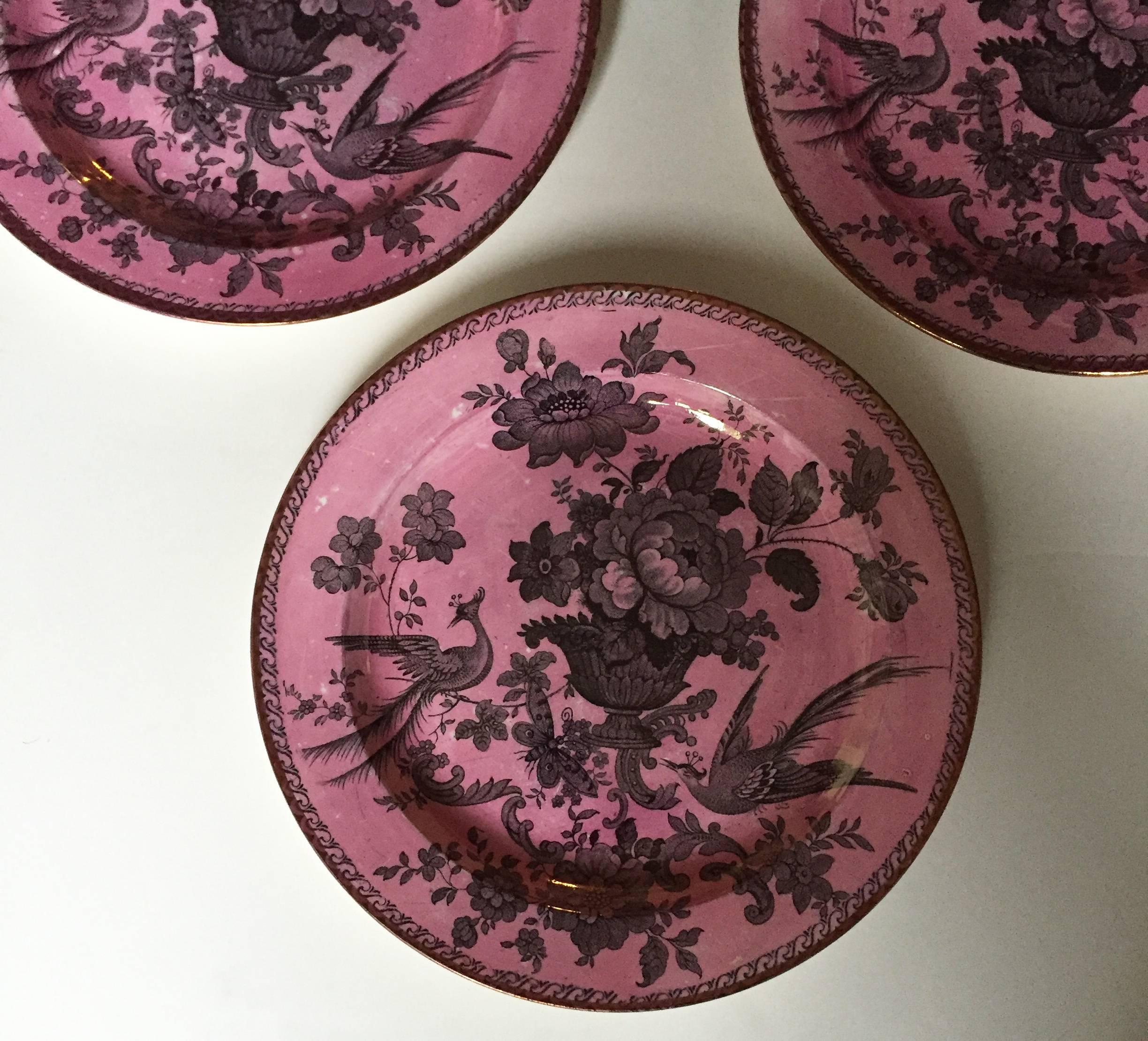 English Davenport Pottery Transfer-Printed, Pink and Copper Lustreware ...