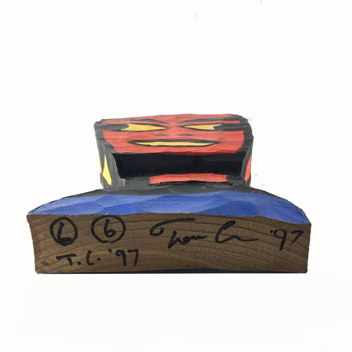 Tom Cramer Contemporary Art Wood Sculpture Superhero TOTEM Mask For ...