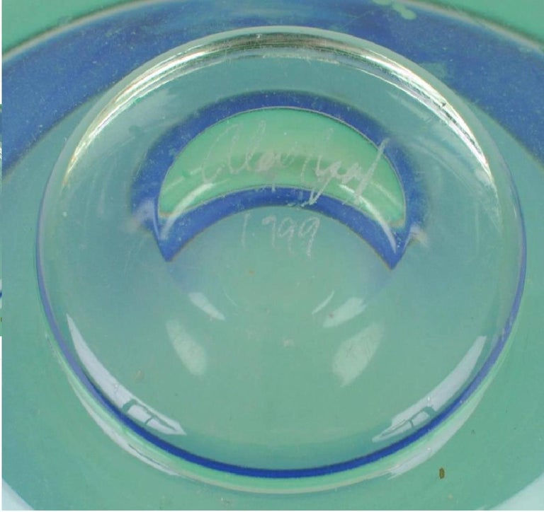 American Alex Brand Glass Incalmo Bowl Blue Green Yellow, 1999 For Sale ...