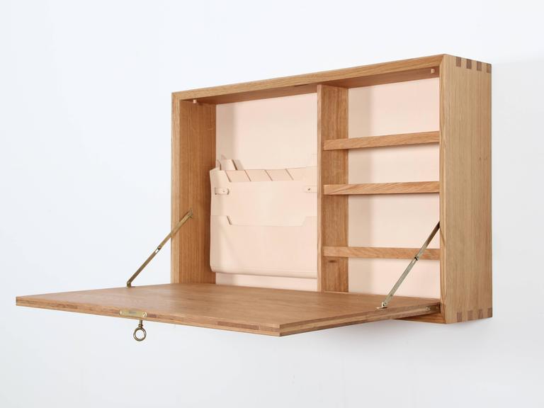 Mid-Century Modern Wall Secretary Desk in Oak For Sale at 1stDibs