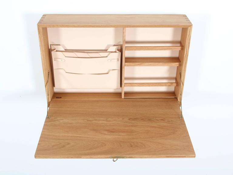 Mid-Century Modern Wall Secretary Desk in Oak For Sale at 1stDibs