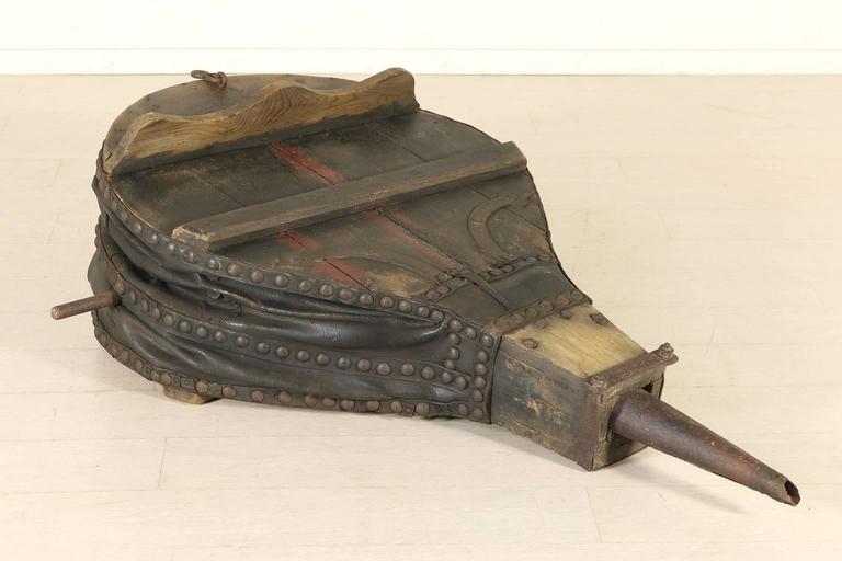 Late 18th Century-Early 19th Century Fir and Leather Bellow with Iron ...