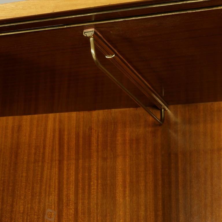 Wardrobe with Sliding Doors Ash Veneer Formica Brass Vintage, Italy ...
