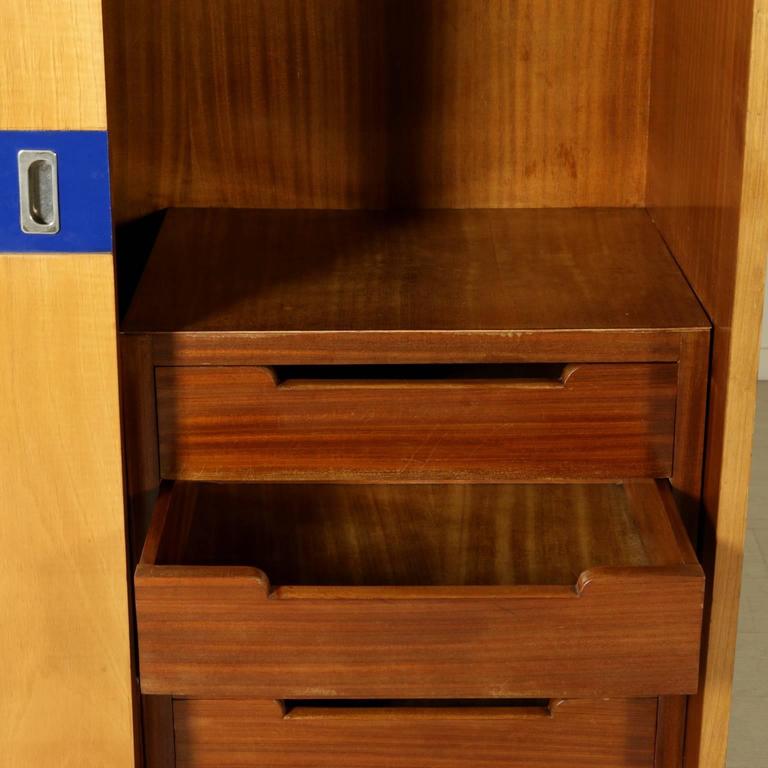 Wardrobe with Sliding Doors Ash Veneer Formica Brass Vintage, Italy ...
