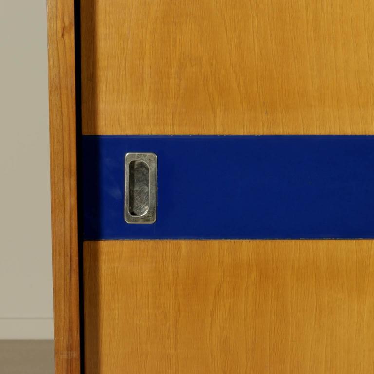 Wardrobe with Sliding Doors Ash Veneer Formica Brass Vintage, Italy ...