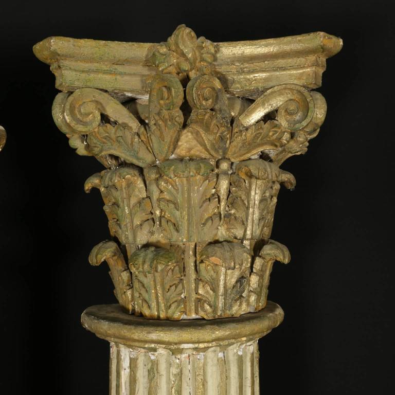 Important Lacquered and Gilded Grooved Columns, Late 17th Century at ...