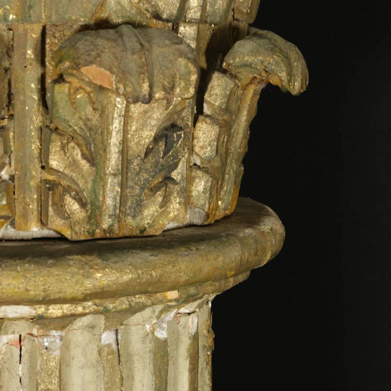 Important Lacquered and Gilded Grooved Columns, Late 17th Century at ...