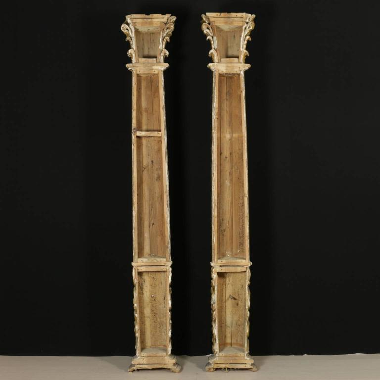 Important Lacquered and Gilded Grooved Columns, Late 17th Century at ...