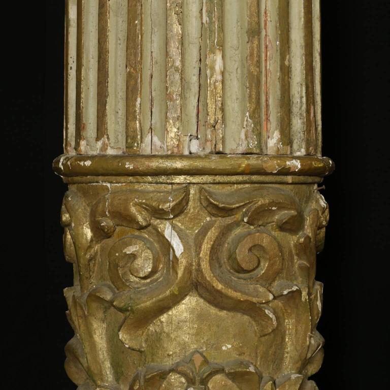 Important Lacquered and Gilded Grooved Columns, Late 17th Century at ...