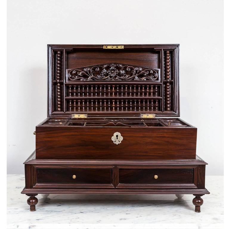 Indo-Dutch or Dutch Colonial Rosewood Box on Stand at 1stDibs