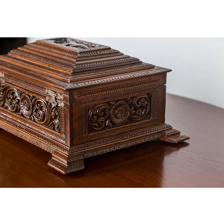 Antique Anglo-Indian or British Colonial Carved Sandalwood Box at 1stDibs