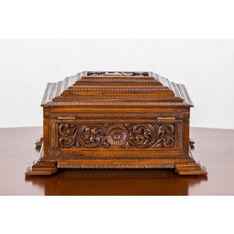 Antique Anglo-Indian or British Colonial Carved Sandalwood Box at 1stDibs