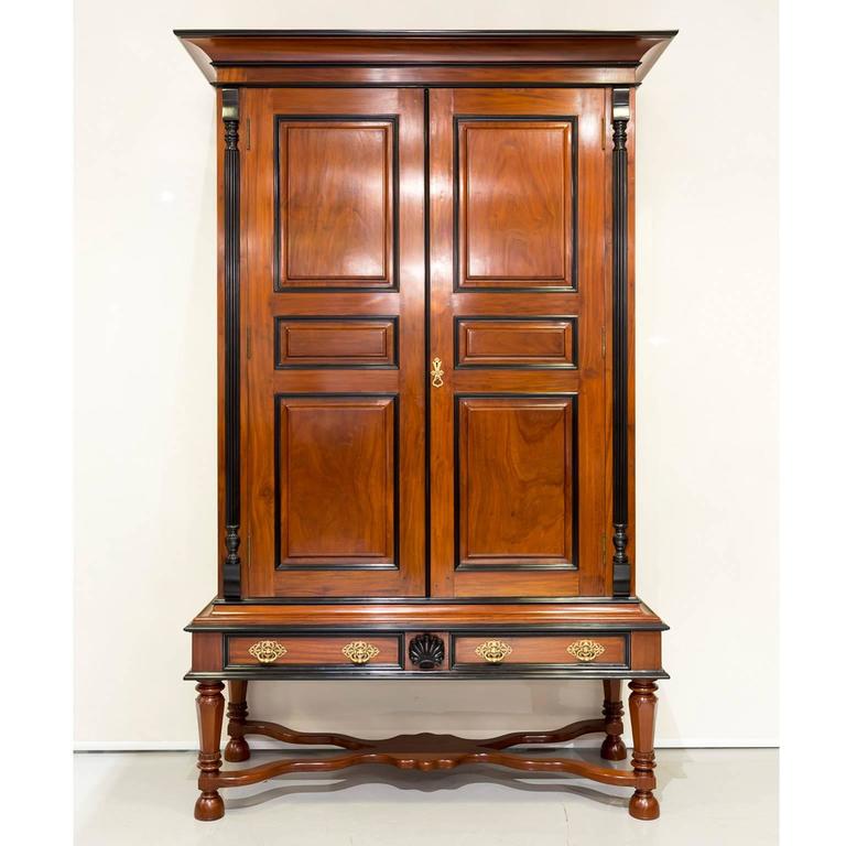 Antique Indo-Dutch or Dutch Colonial Mahogany and Ebony Cupboard at 1stDibs