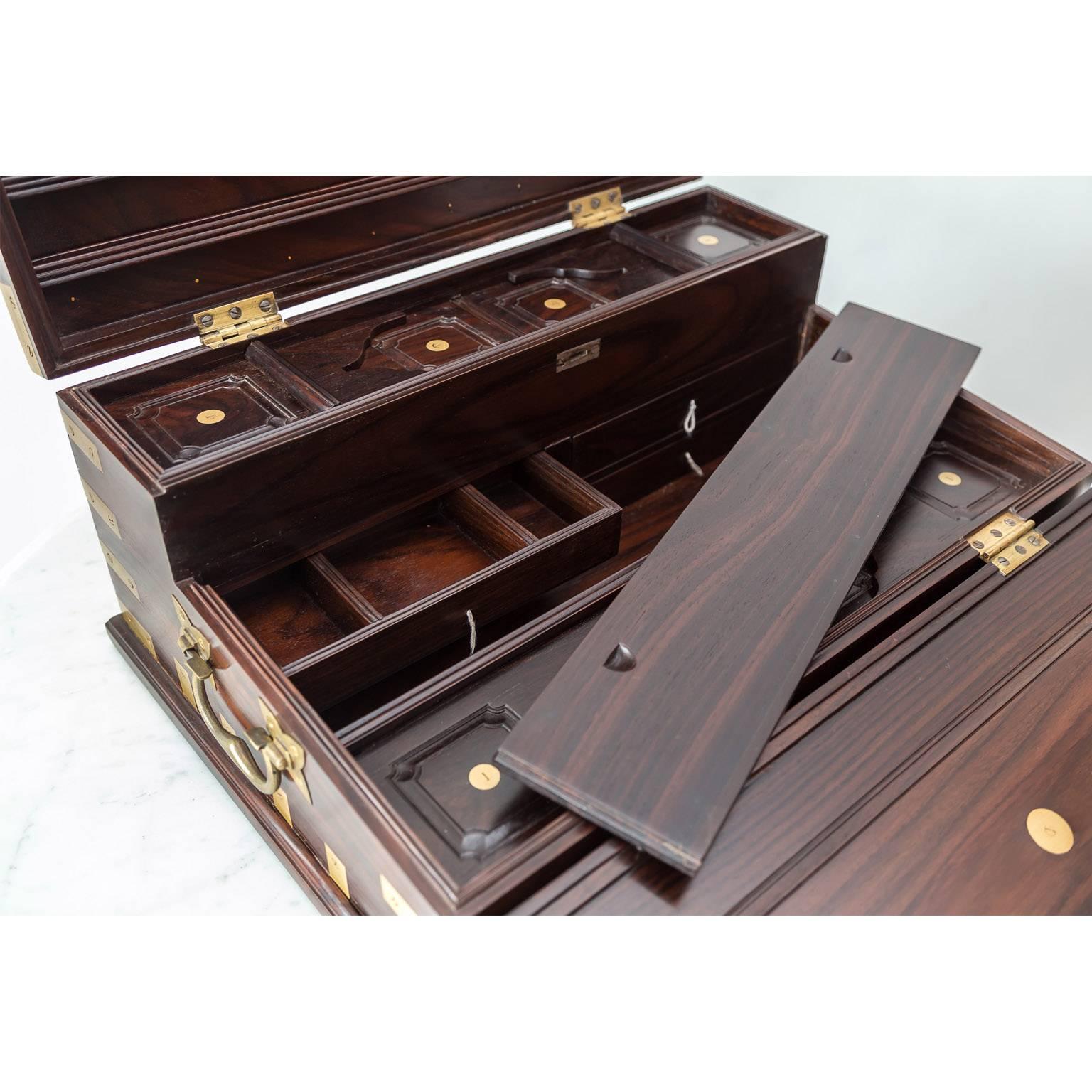 Anglo-Indian or British Colonial Triple Opening Writing Box Mid 19th ...