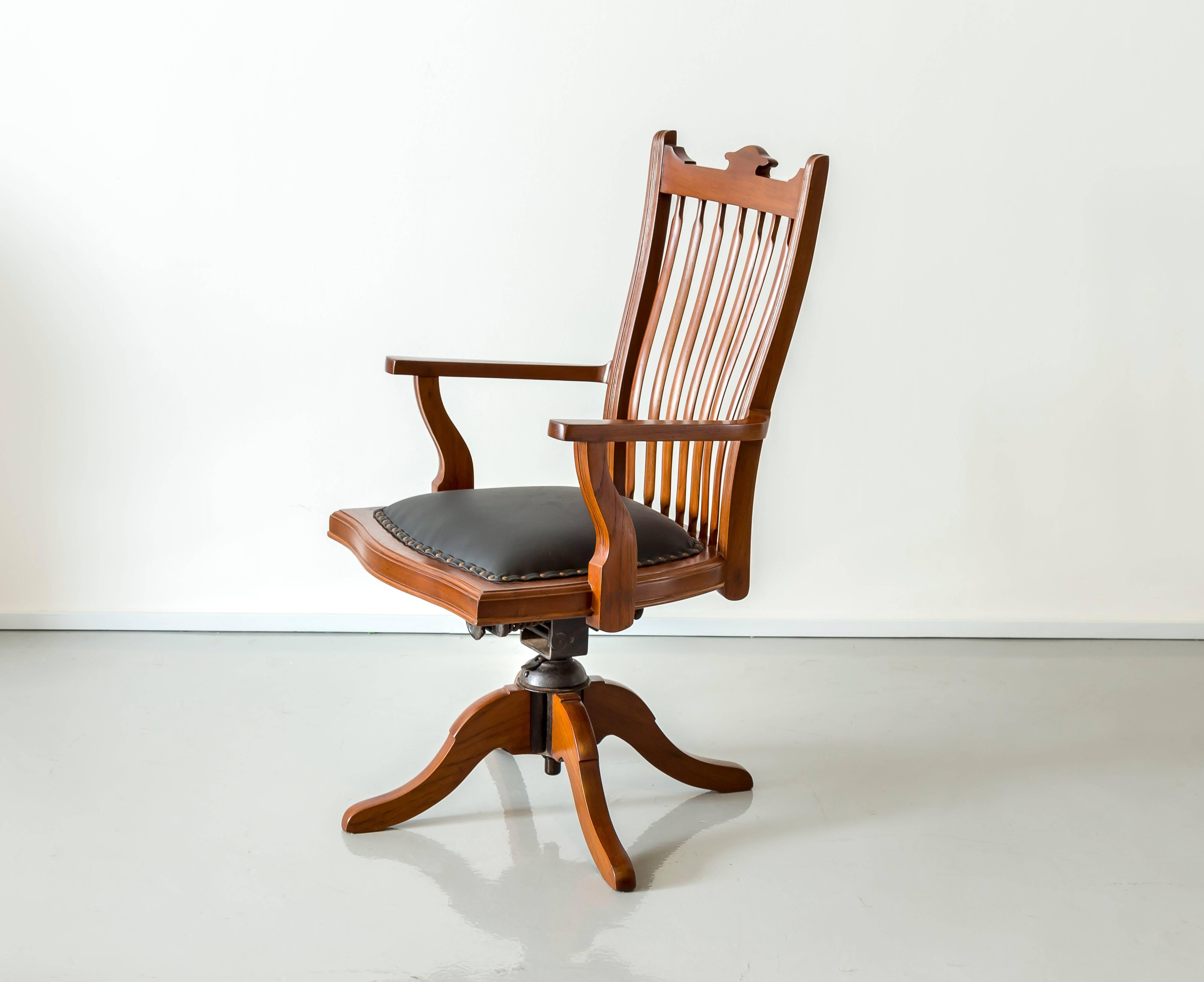 Antique Anglo-Indian or British Colonial Teakwood Revolving Desk Chair ...
