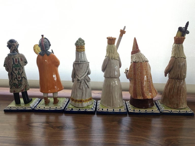Set of Six Polychromed Figures Depicting the Processions of Holy Week ...