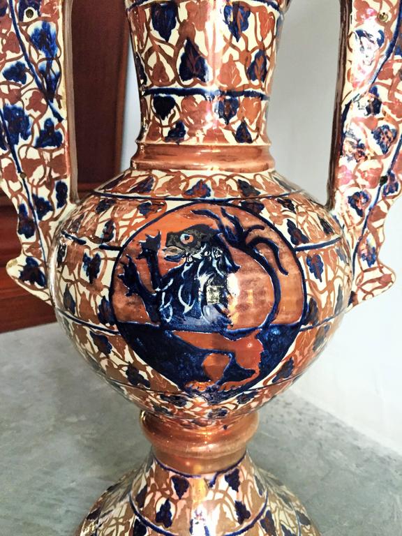 18th Spanish Century Glazed Alhambra Majolica Amphora Vase For Sale at ...