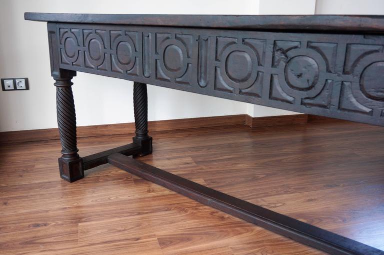 18th Large Spanish Baroque Carved Walnut Refectory Table For Sale at ...
