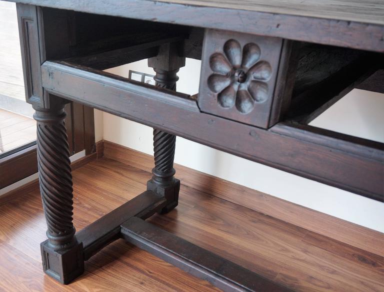 18th Large Spanish Baroque Carved Walnut Refectory Table For Sale at ...