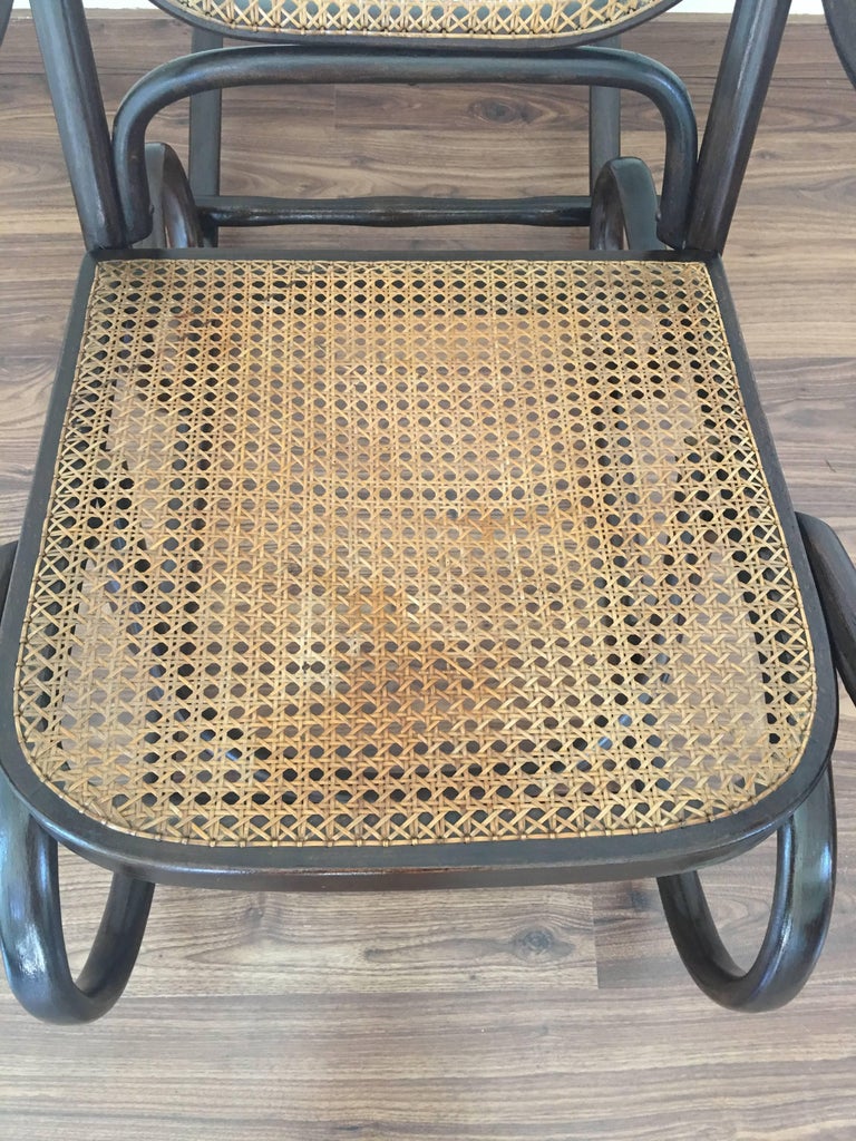 Pair of Bentwood Rocking Chairs with Cane Seat and Back at 1stDibs ...