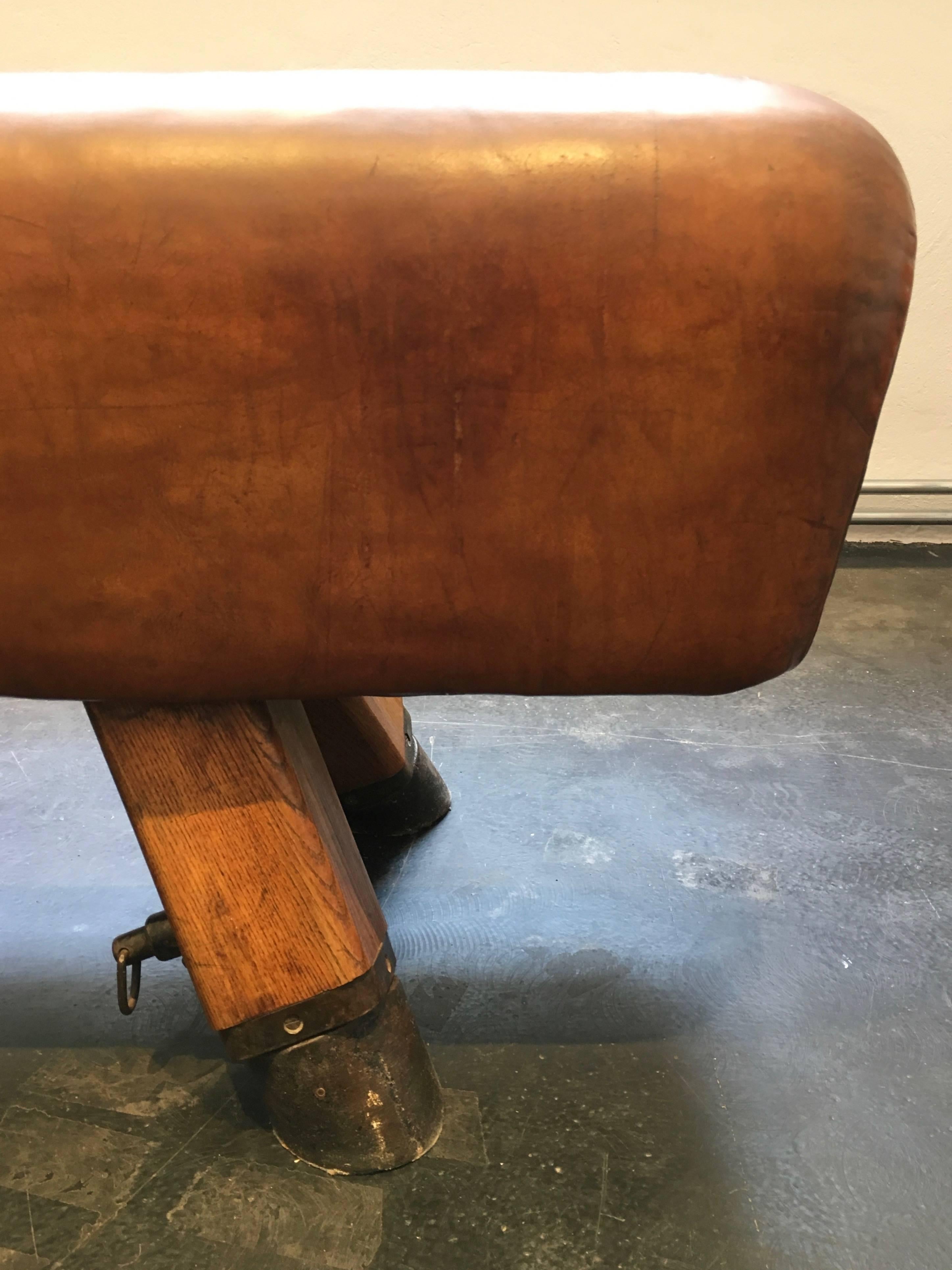 Leather Pommel Horse Bench, 1930s at 1stDibs