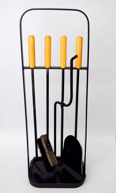 Modernist Austrian Iron Fire Tools with Birch Handles For Sale at ...