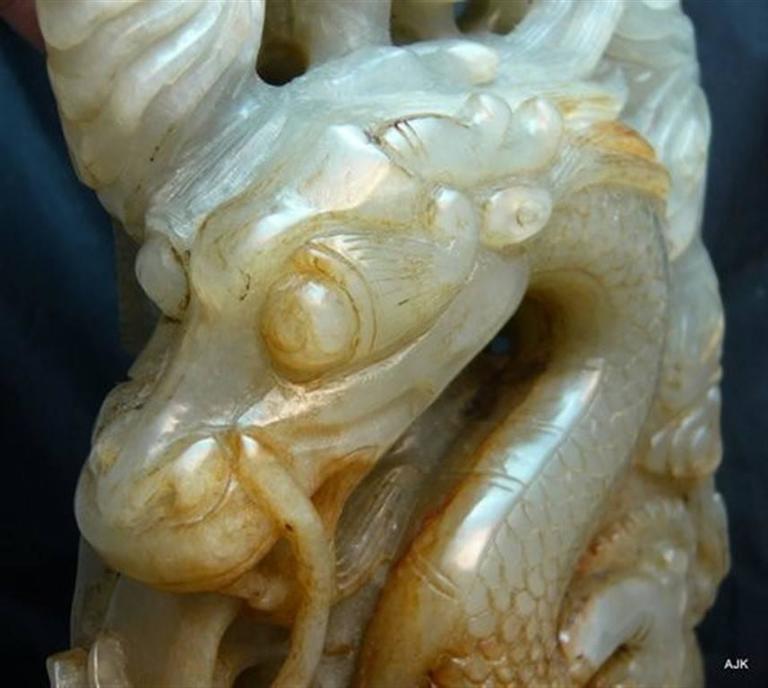 Chinese Carved Celadon Nephrite Jade Dragon Group, Early 20th Century ...