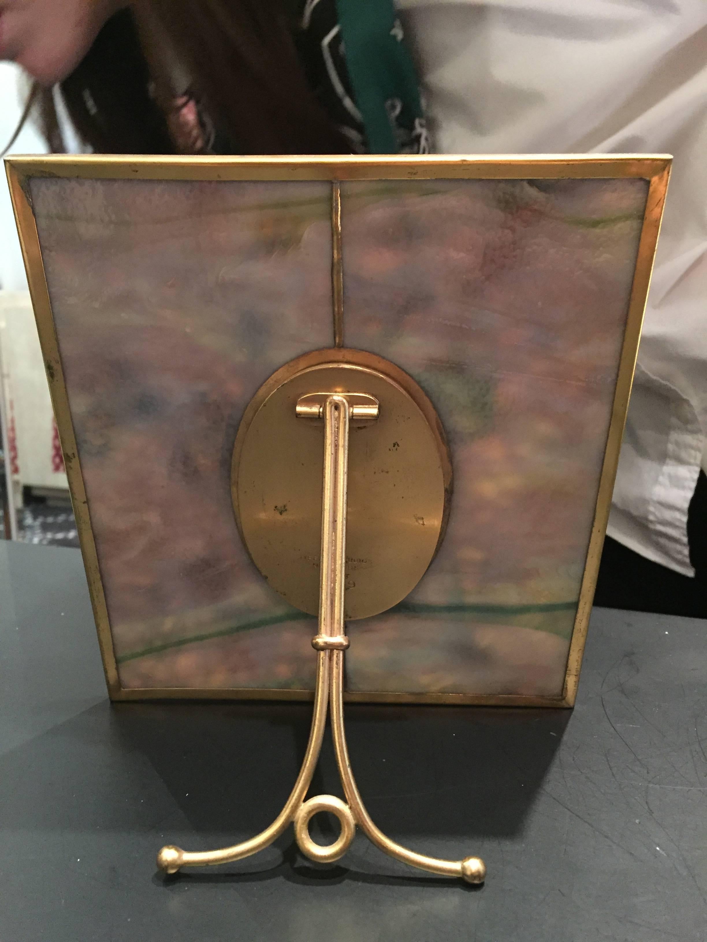 Tiffany Studios "Pine Needle" Gilt Bronze and Favrile Glass Picture ...