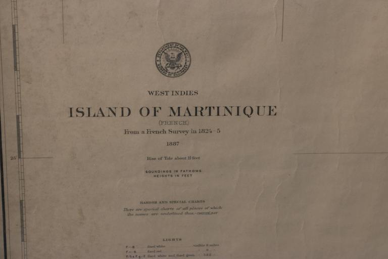 19th Century Nautical Chart of Martinique For Sale at 1stDibs